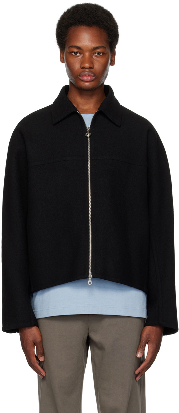 Solid Homme Black Spread Collar Jacket Solid Homme