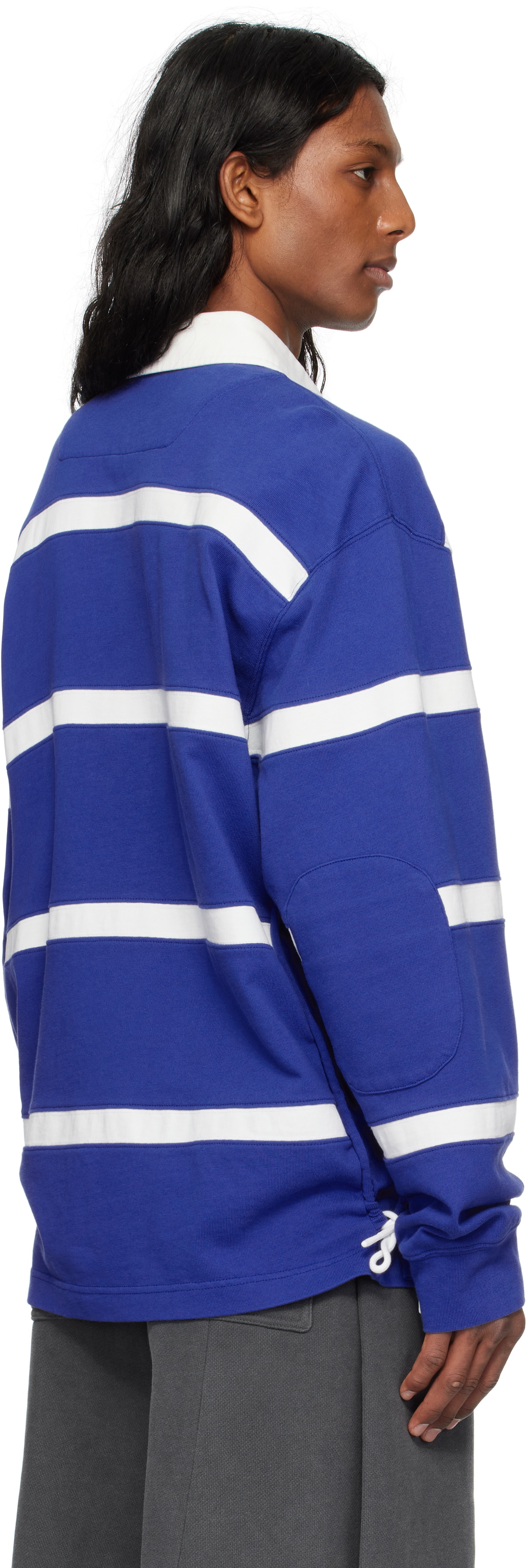 Solid Homme Navy & White Solid Applique Rugby Polo Solid Homme