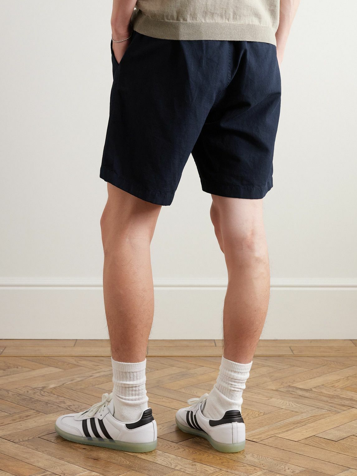 Norse Projects - Ezra Straight-Leg Cotton and Linen-Blend Shorts - Blue ...
