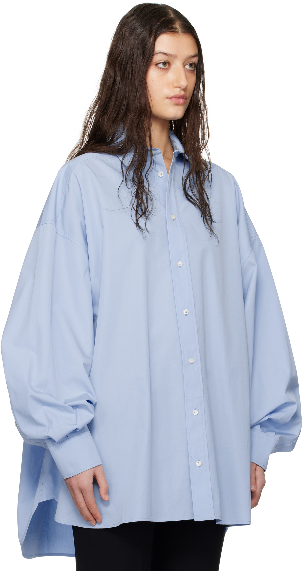 WARDROBE.NYC Blue Oversize Shirt Minidress WARDROBE.NYC