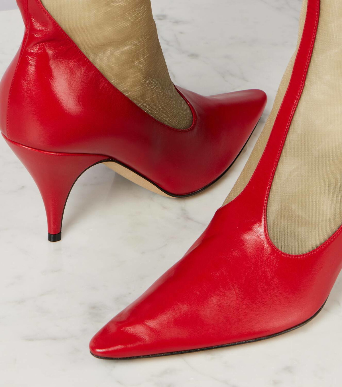 The Row Mesh and leather knee-high boots The Row