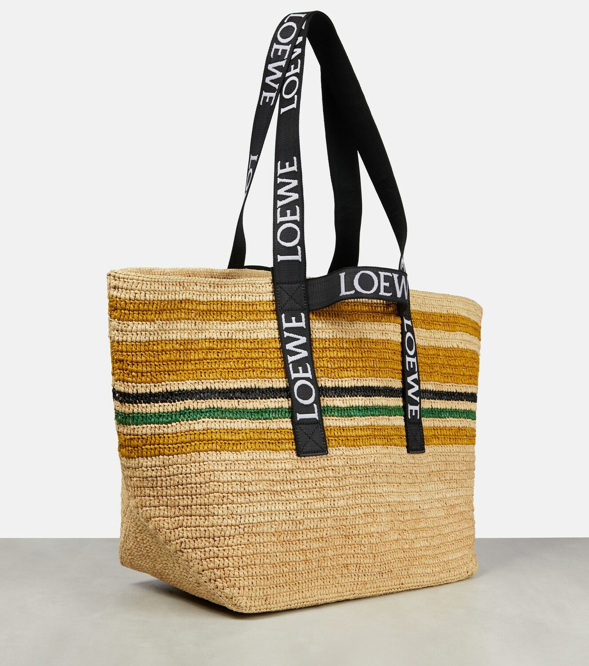 Loewe - Striped raffia tote bag Loewe