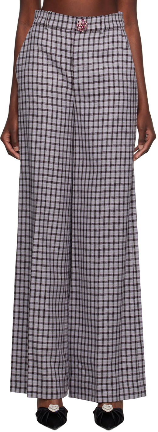 AREA Purple Check Trousers AREA