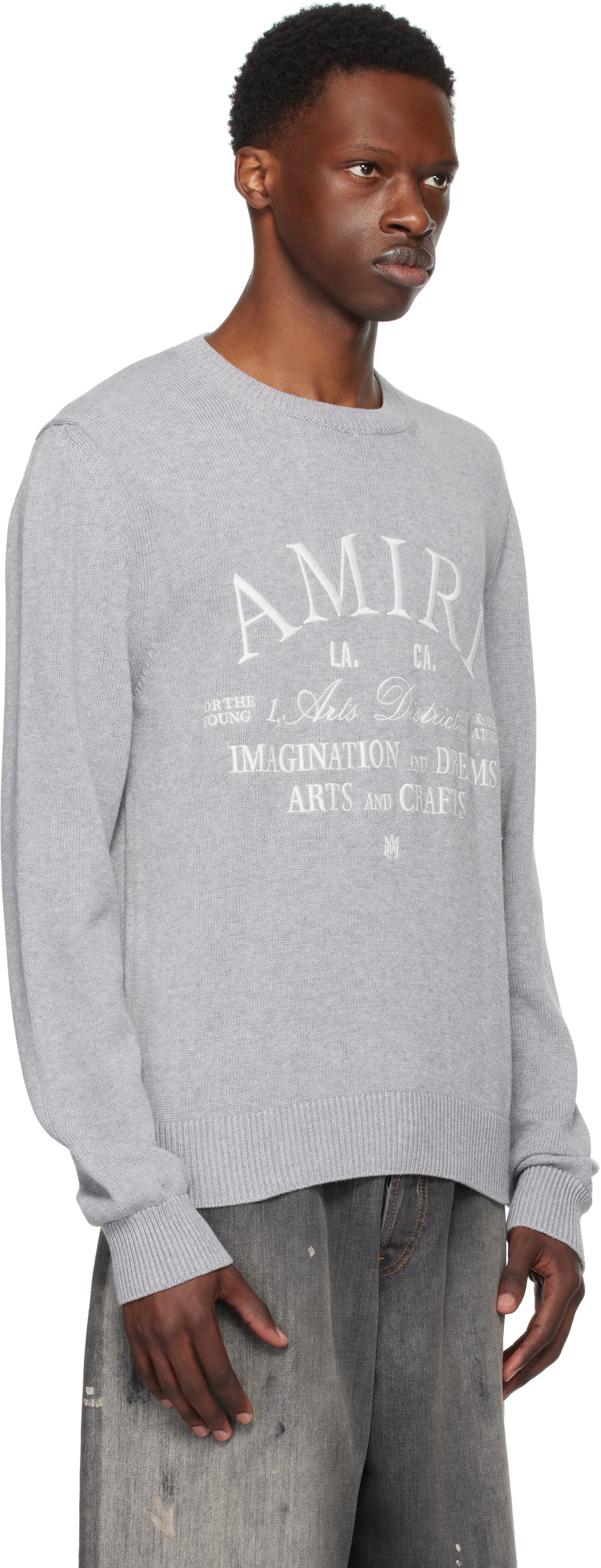 AMIRI Gray 'AMIRI Arts District' Crew Sweater Amiri