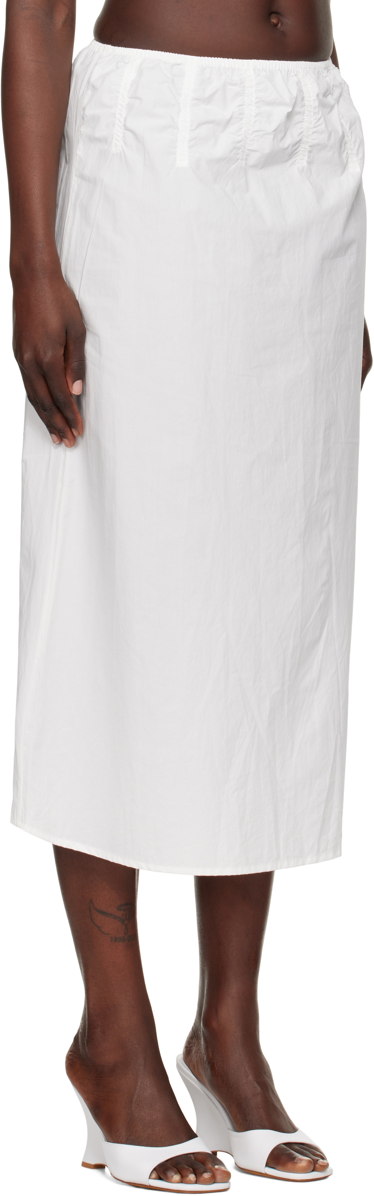 Deiji Studios White Channel Midi Skirt Deiji Studios