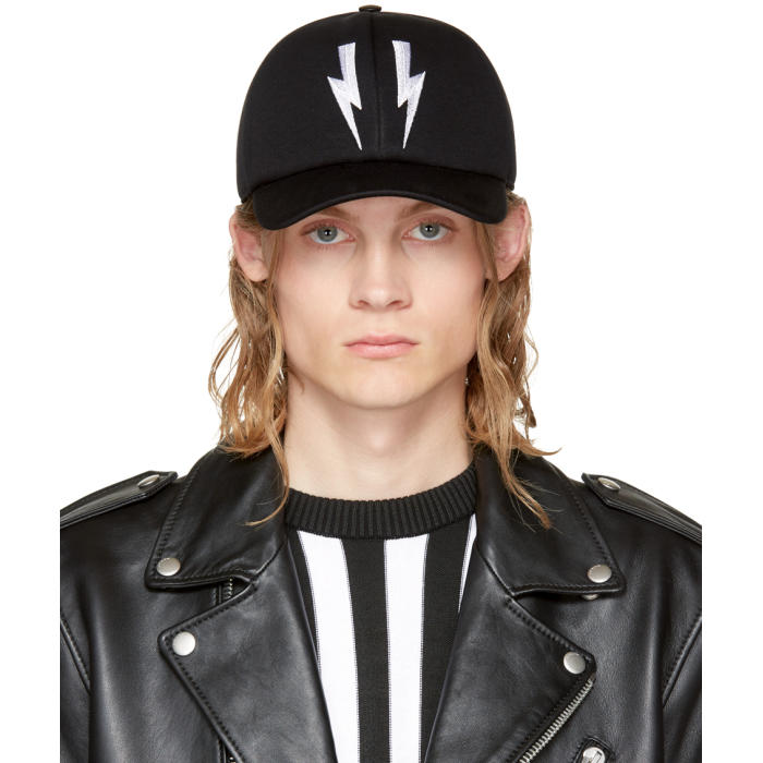Neil Barrett Black Neoprene Thunderbolt Cap Neil Barrett