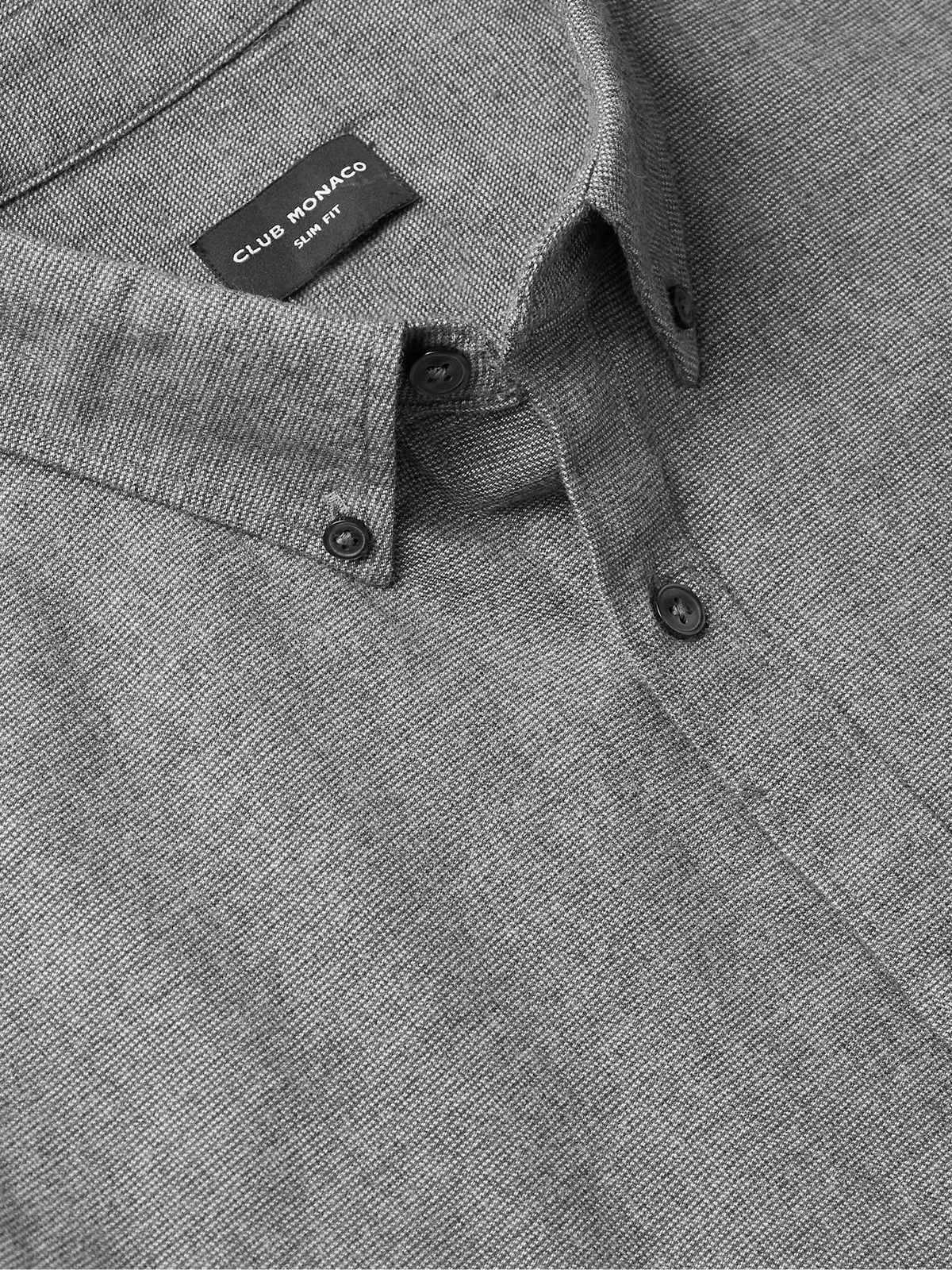 Club Monaco - Button-Down Collar Cotton-Flannel Shirt - Gray Club Monaco