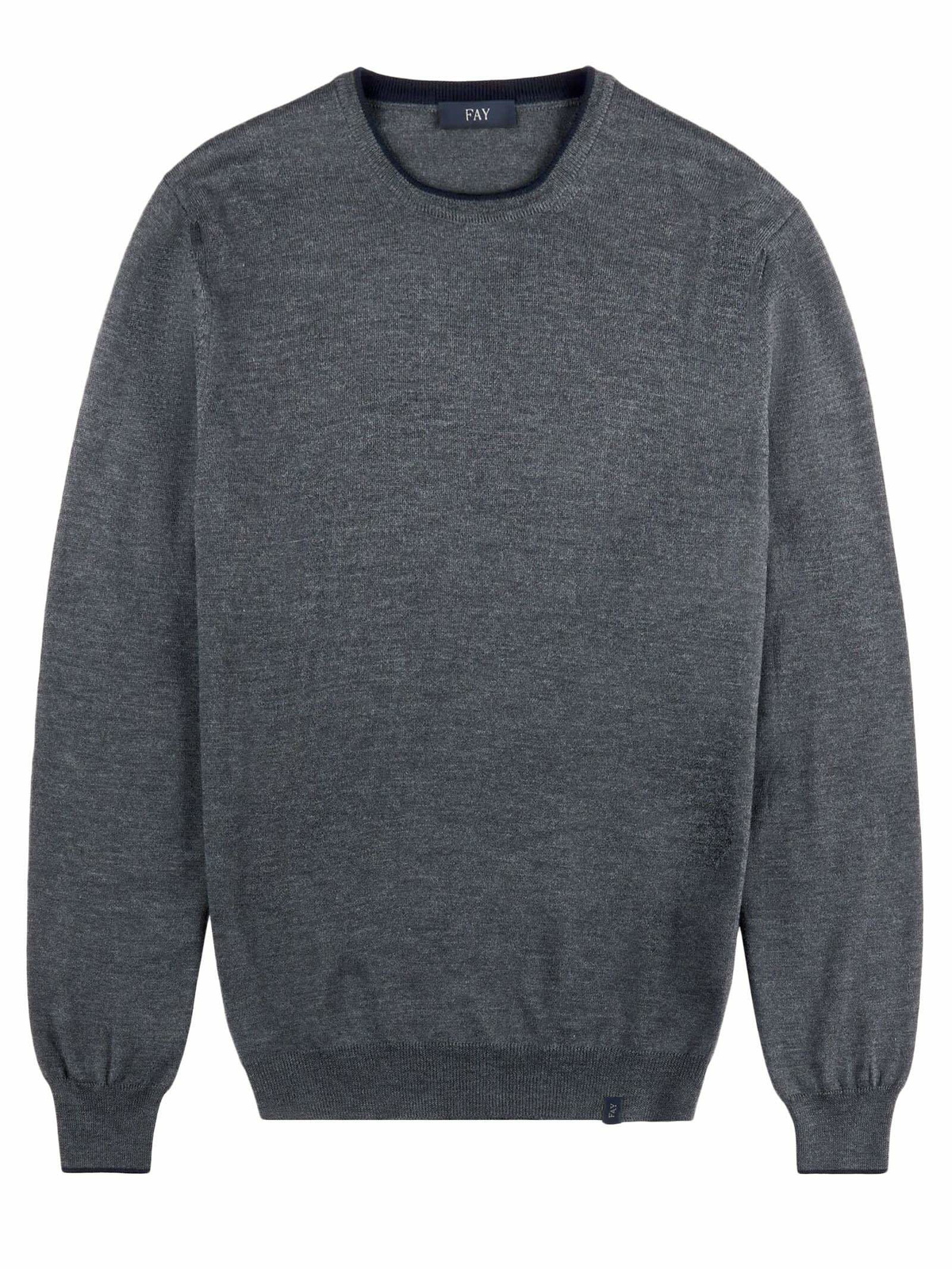 Fay Jumper In Grey Shaved Wool Knit Fay