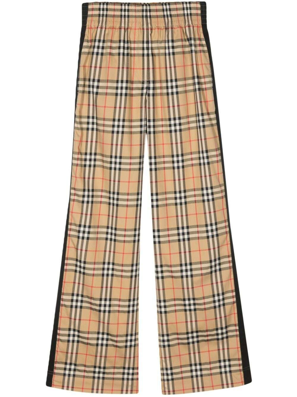 BURBERRY - Check Motif Cotton Trousers Burberry