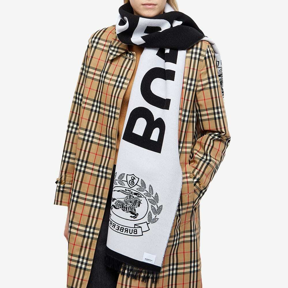 Burberry Women's Crest Logo Football Scarf in Monochrome Burberry