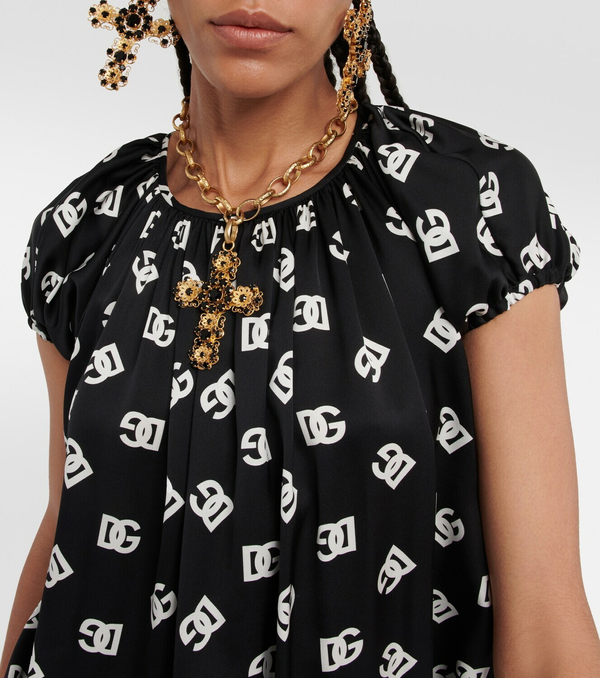 Dolce&Gabbana DG logo silk-blend top Dolce & Gabbana