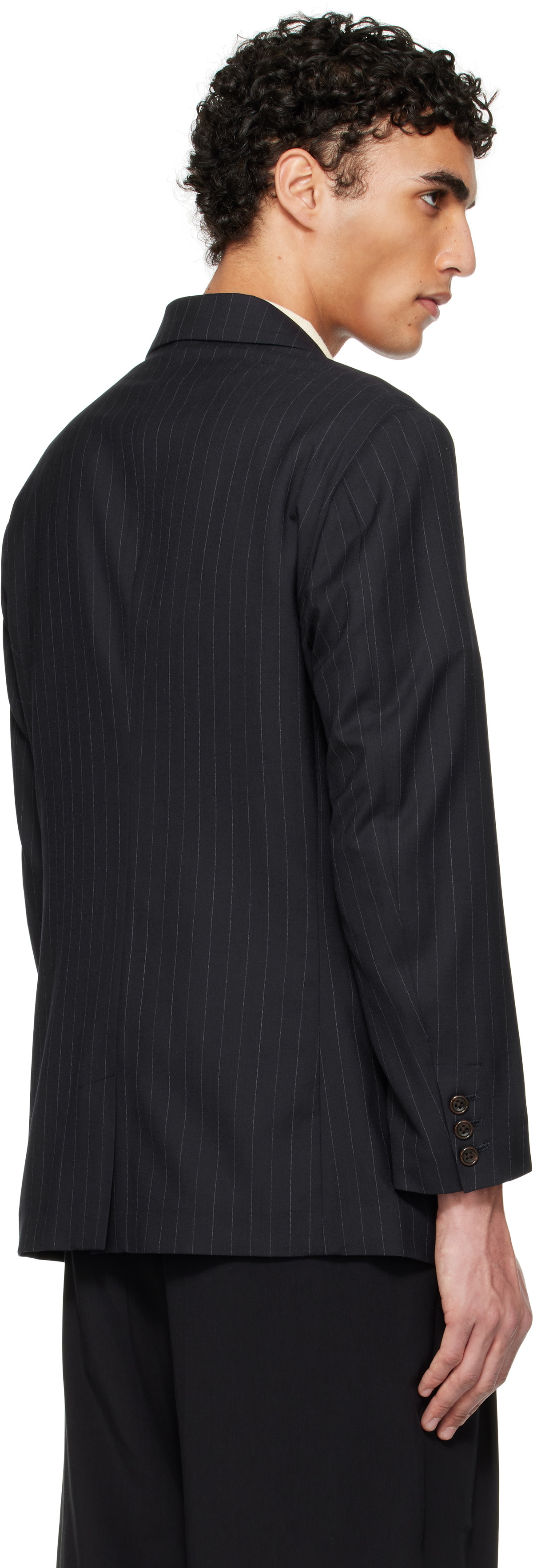 Khoki Navy Pinstripe-Pattern Blazer KHOKI