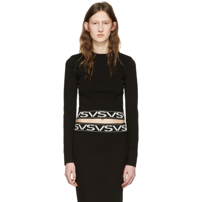 Versus Black Cropped Logo Pullover Versus