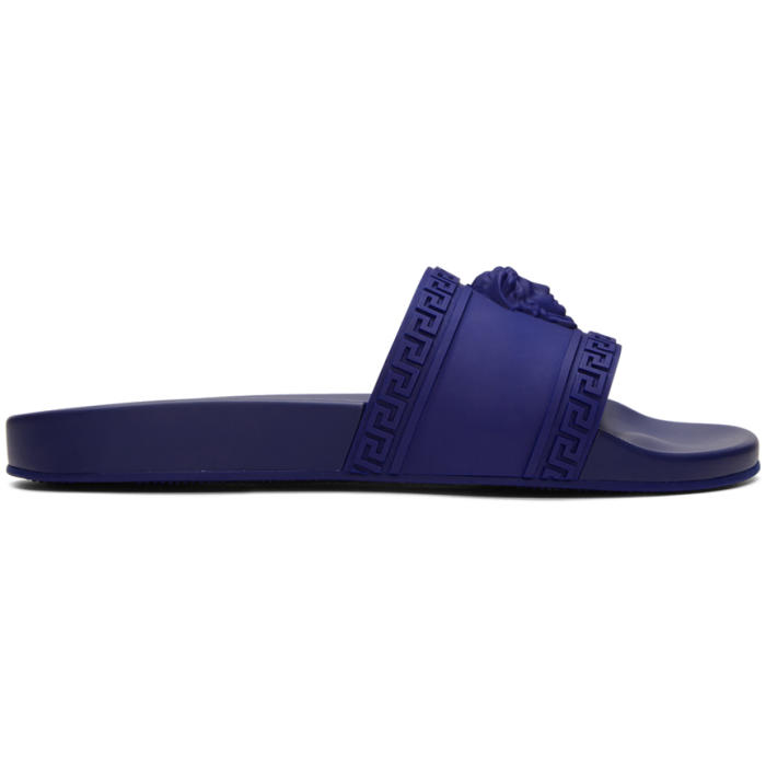Versace Blue Medusa Pool Slides Versace