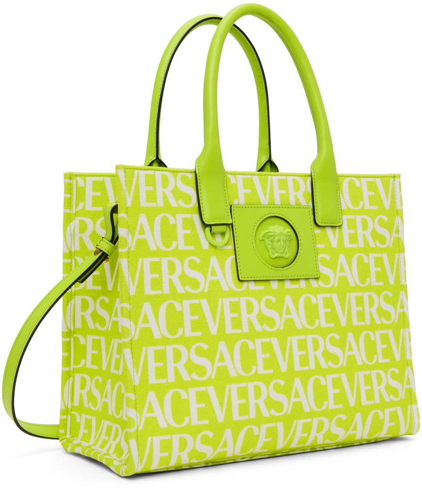 Versace Green Small Allover Tote Versace