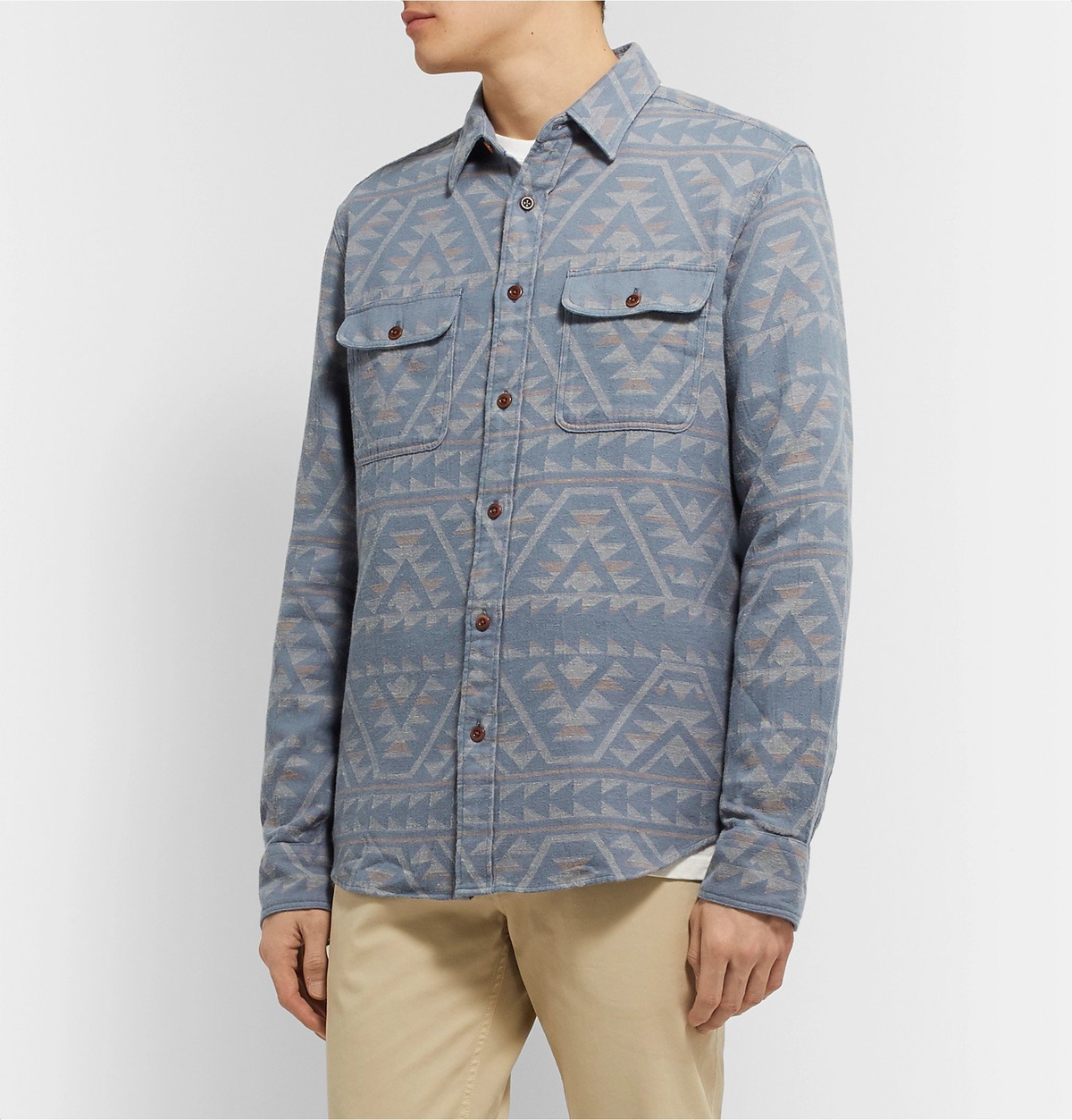 Faherty - Canyon Organic Cotton-Jacquard Overshirt - Blue Faherty