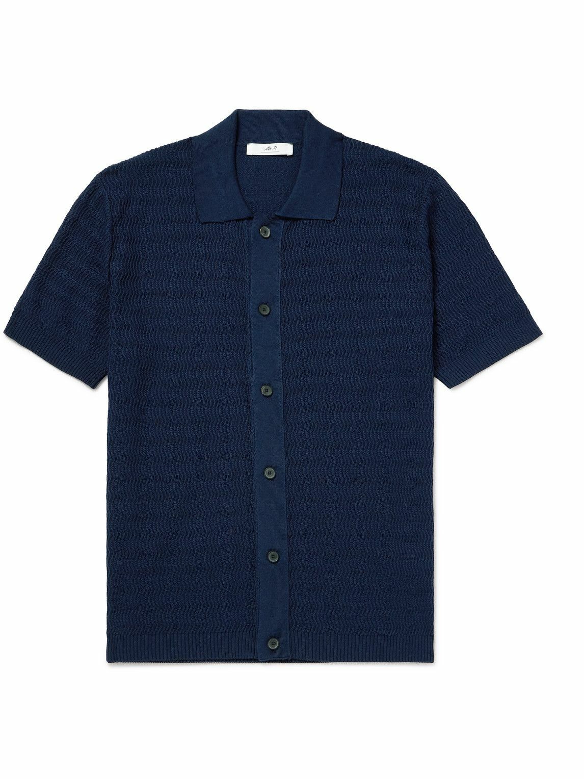Mr P. - Textured-Knit Cotton Shirt - Blue Mr P.