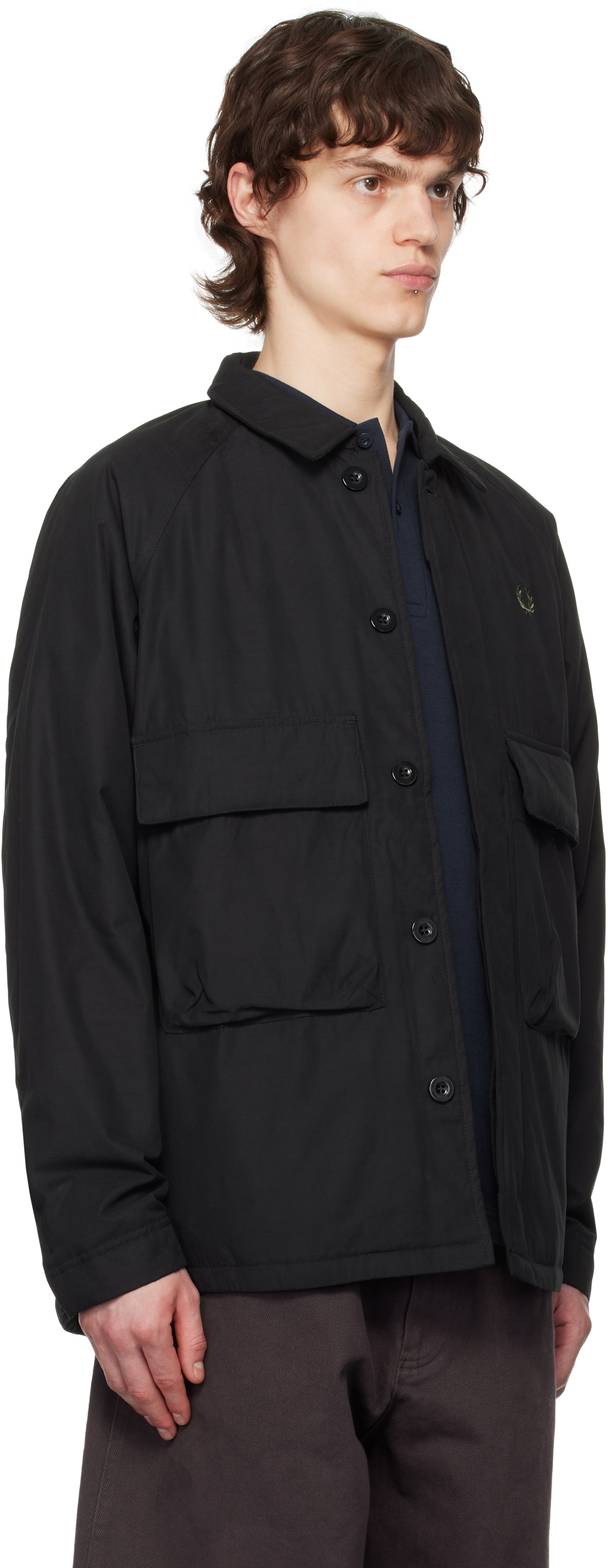 Fred Perry Black Padded Raglan Jacket Fred Perry
