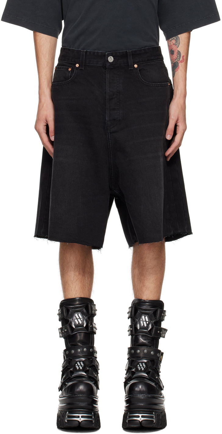 VETEMENTS Black Big Shape Denim Shorts Vetements
