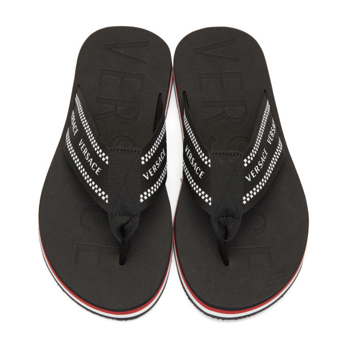Versace Black Vintage Flip Flops Versace