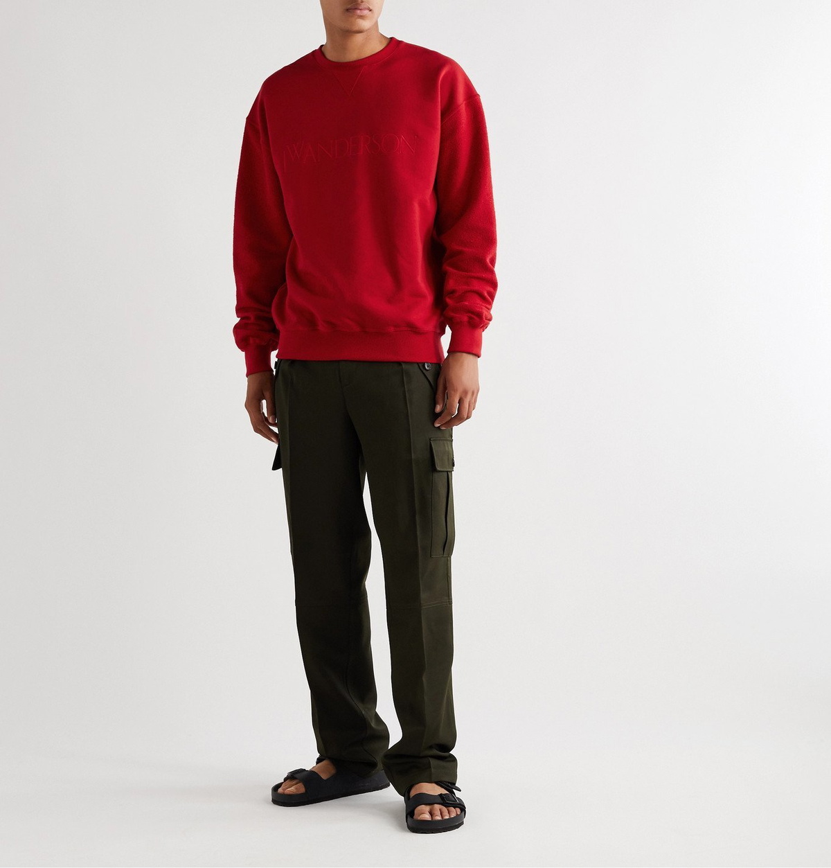 JW Anderson - Logo-Embroidered Loopback Cotton-Jersey Sweatshirt - Red ...