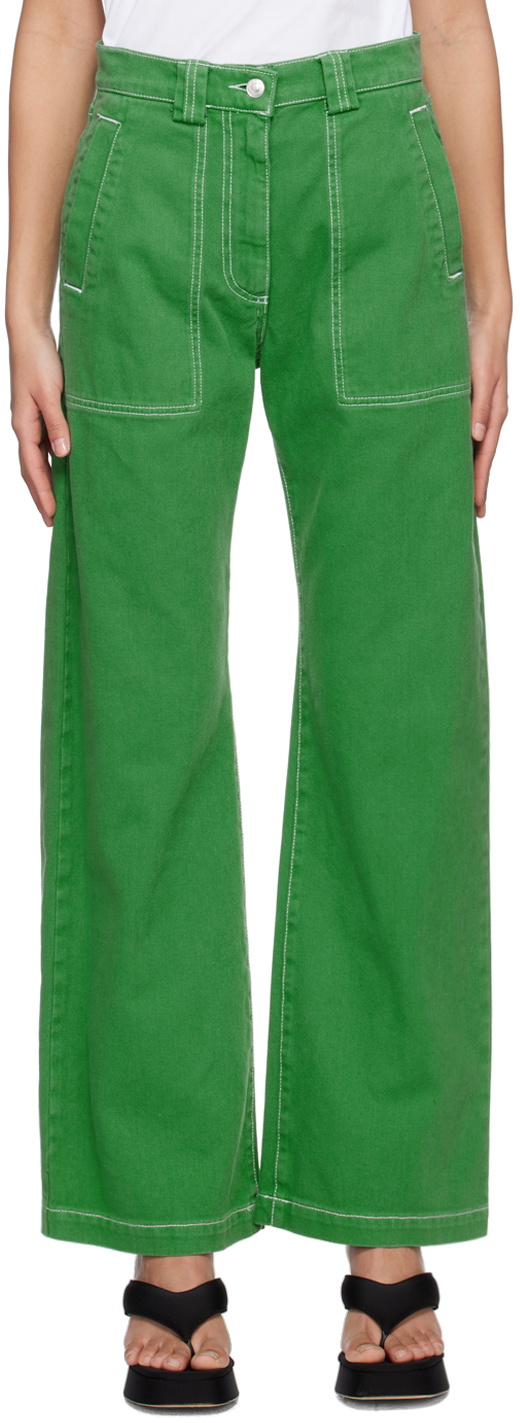 MSGM Green Baggy Jeans MSGM