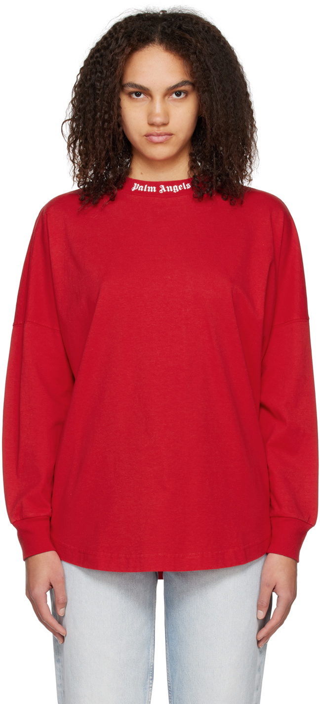 Palm Angels Red Classic Long Sleeve T-Shirt Palm Angels
