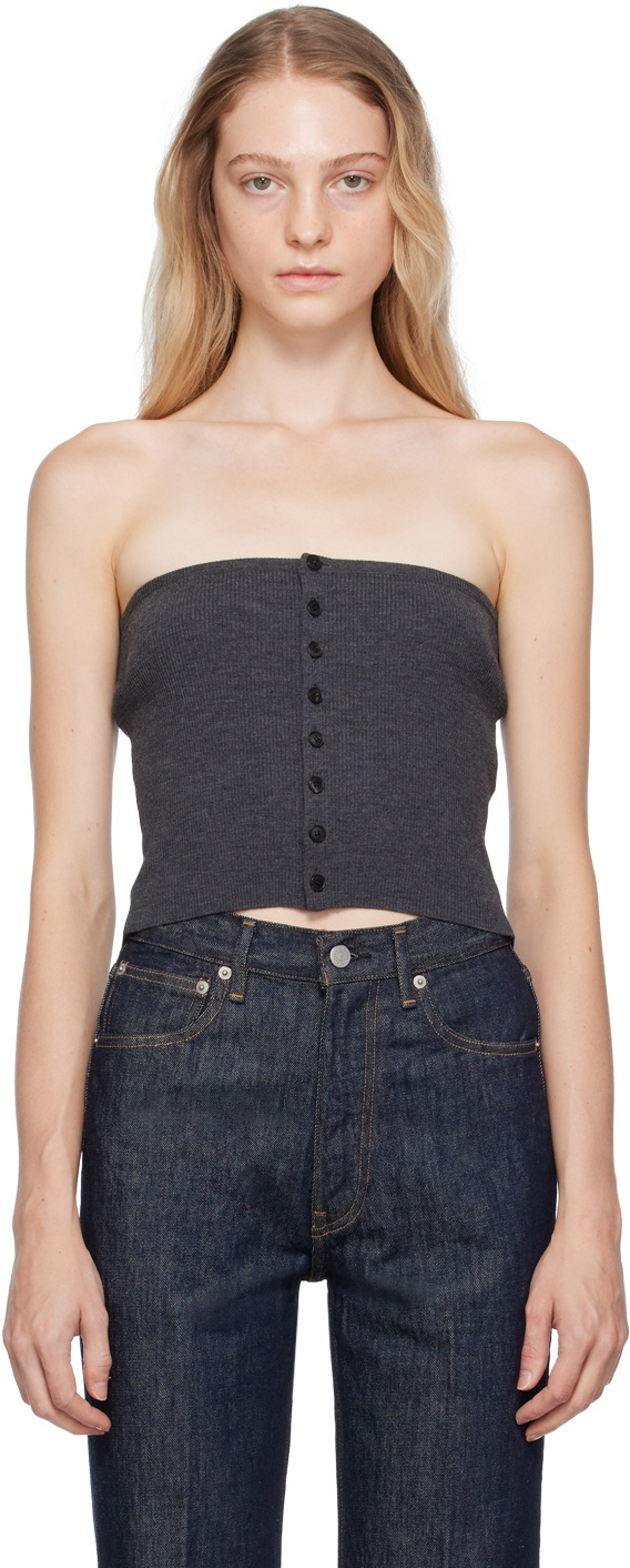 AURALEE Gray Button Tube Top Auralee