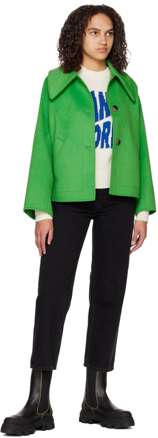 GANNI Green Wide Collar Jacket GANNI