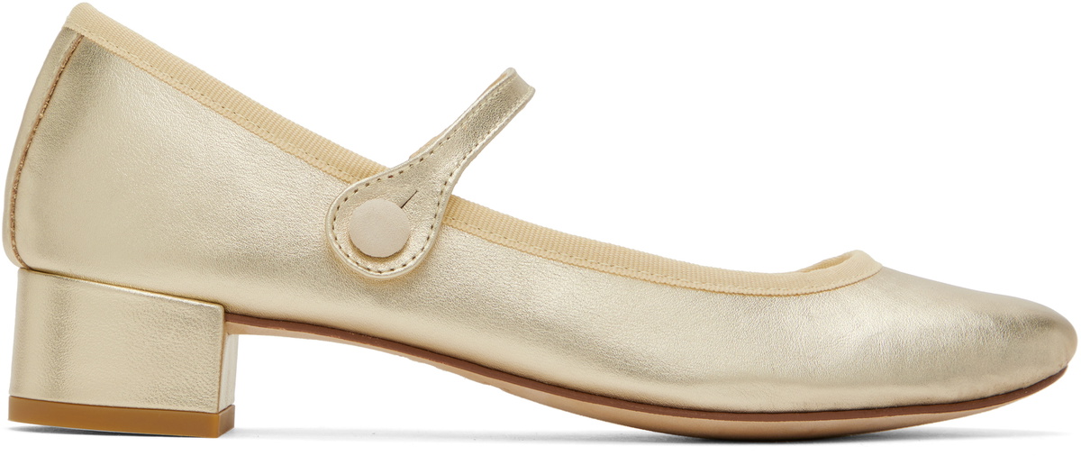 Repetto Gold Rose Mary Jane Heels Repetto
