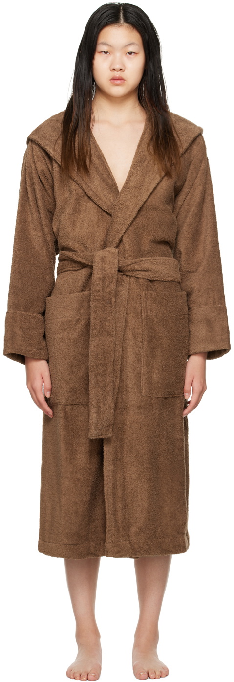 Tekla Brown Oversized Hooded Bathrobe Tekla Fabrics