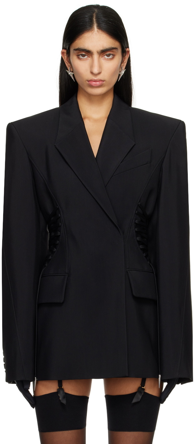 Mugler Black Drawstring Blazer Mugler