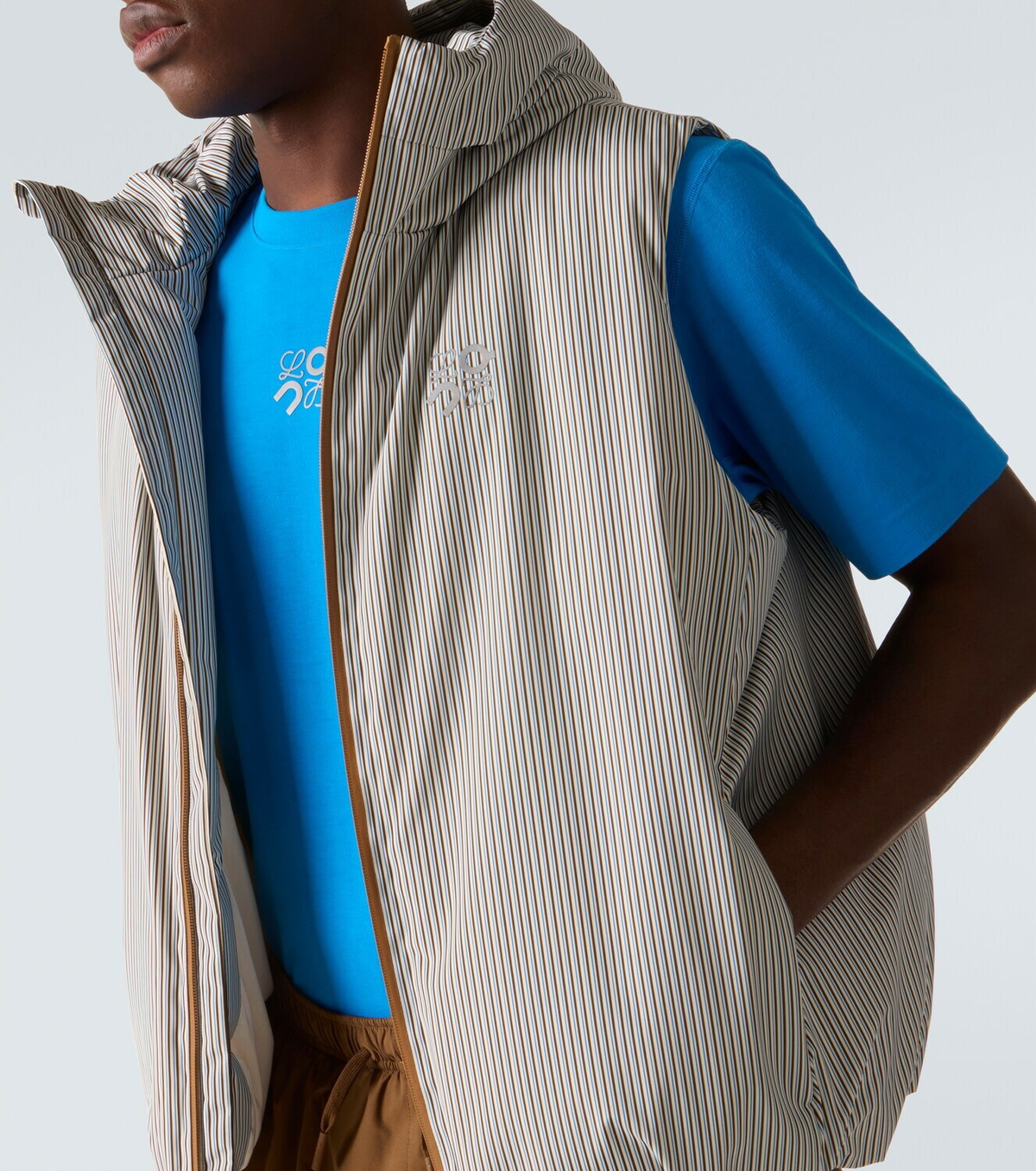 Loewe x On striped technical puffer vest Loewe