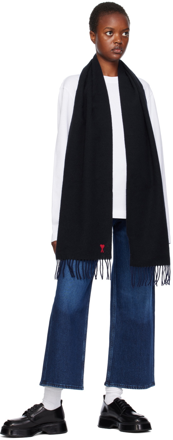 AMI Paris Navy Ami de Cœur Scarf AMI