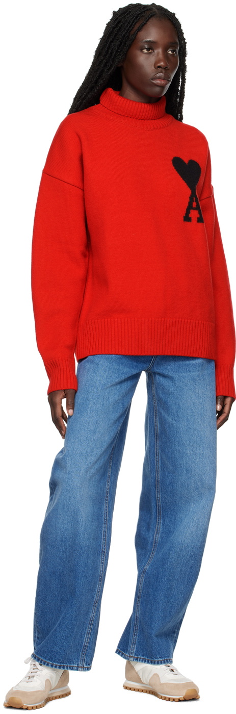 AMI Paris Red Ami de Cœur Turtleneck AMI
