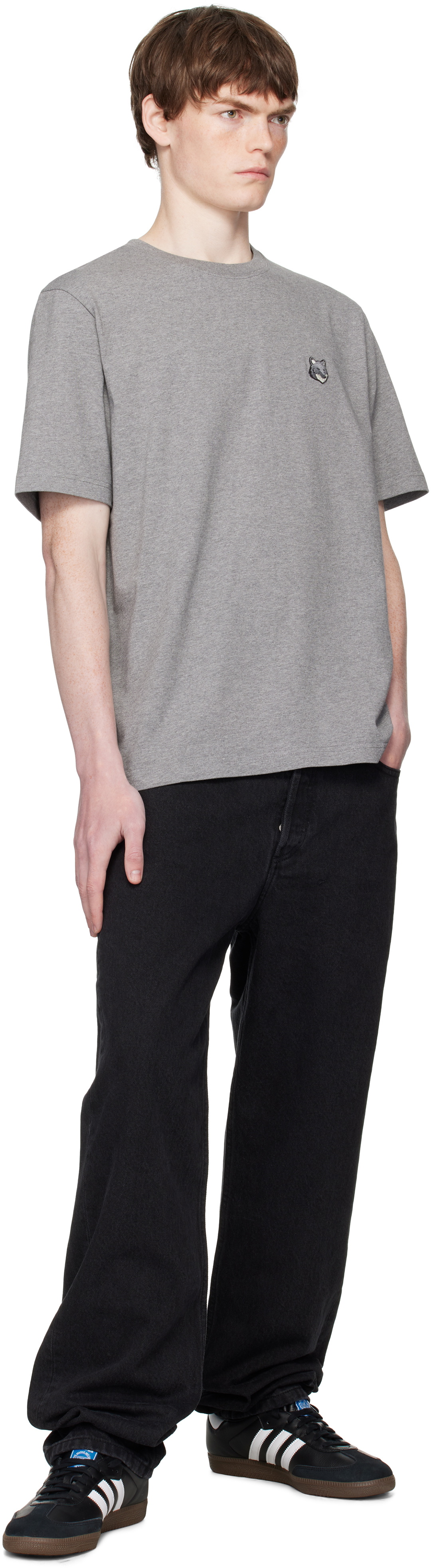 Maison Kitsuné Gray Bold Fox Head Patch Comfort T-shirt Maison Kitsune