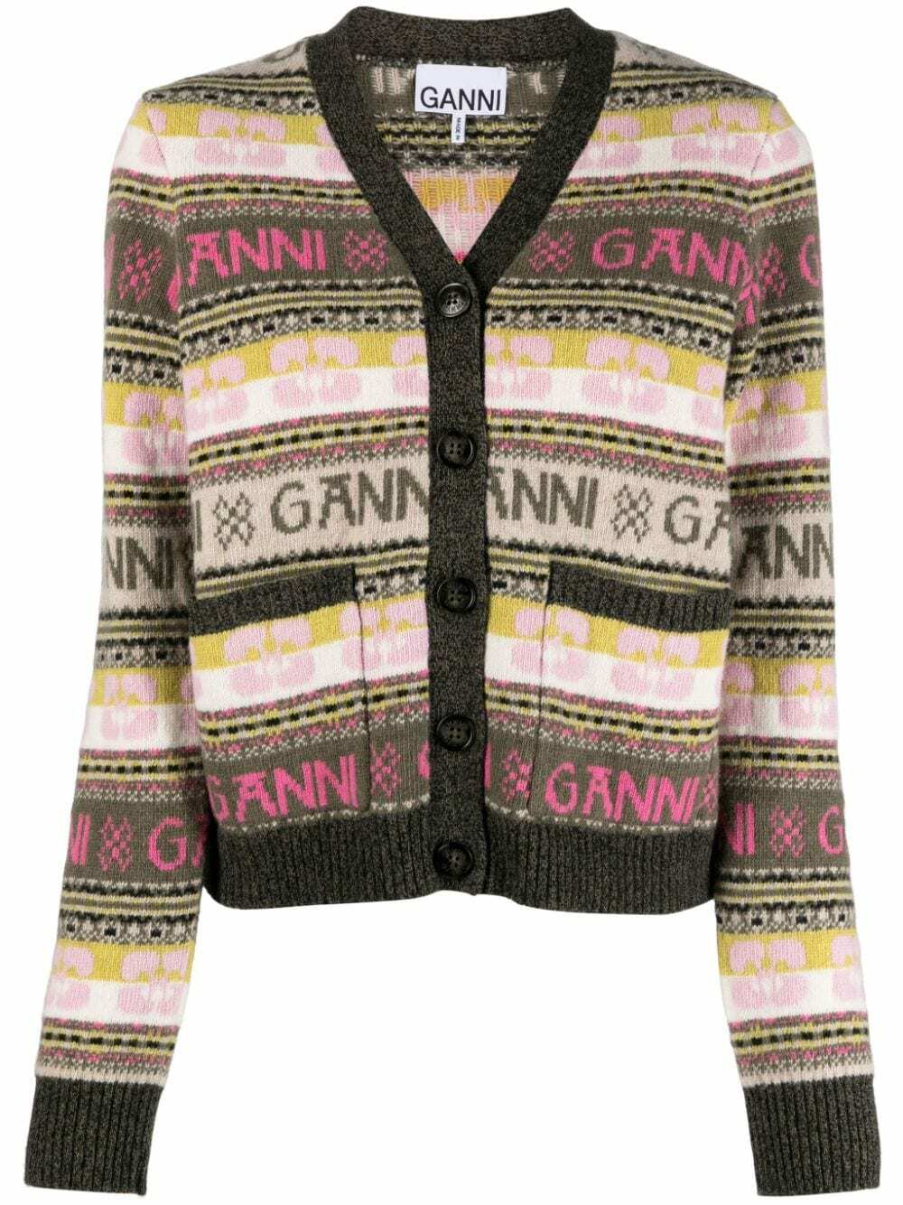 GANNI - Logo Wool Blend Cardigan GANNI