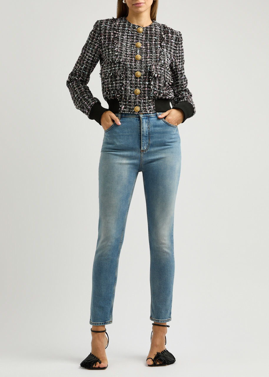 Balmain Metallic Tweed Bomber Jacket Multicoloured 1 Balmain