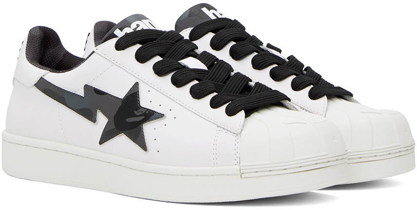 BAPE White & Black Skull Sta Sneakers A Bathing Ape