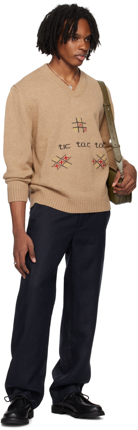 Bode Brown 'Tic Tac Toe' Sweater Bode