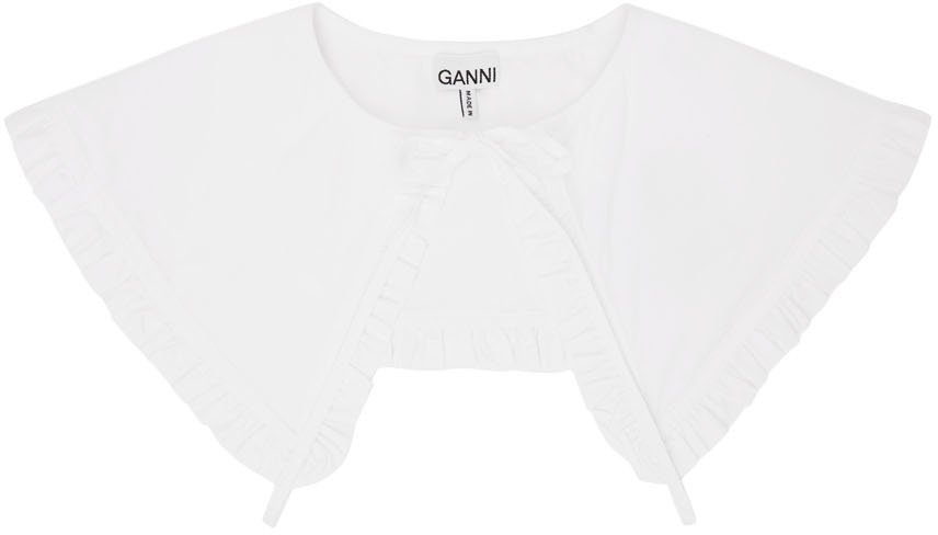 GANNI White Cotton Poplin Collar GANNI