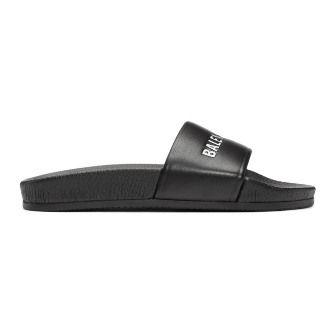 Balenciaga Black Leather Pool Slides Balenciaga