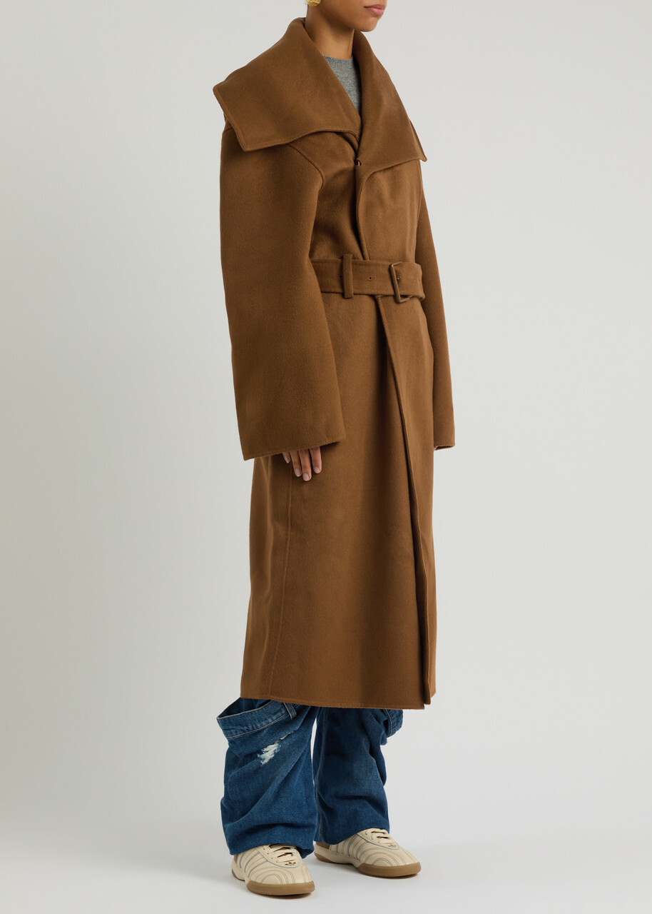 JW Anderson Belted Wool Wrap Coat Brown JW Anderson