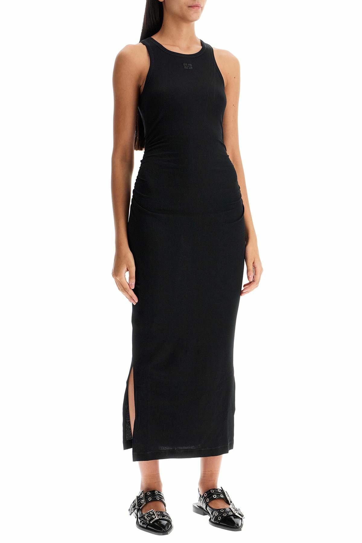 GANNI ribbed jersey tank dress Black GANNI