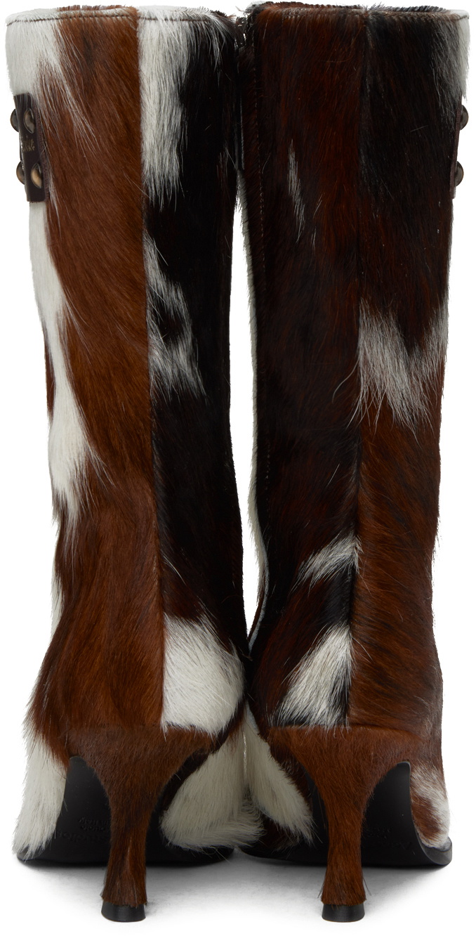 Acne Studios Brown & White Patch Boots Acne Studios