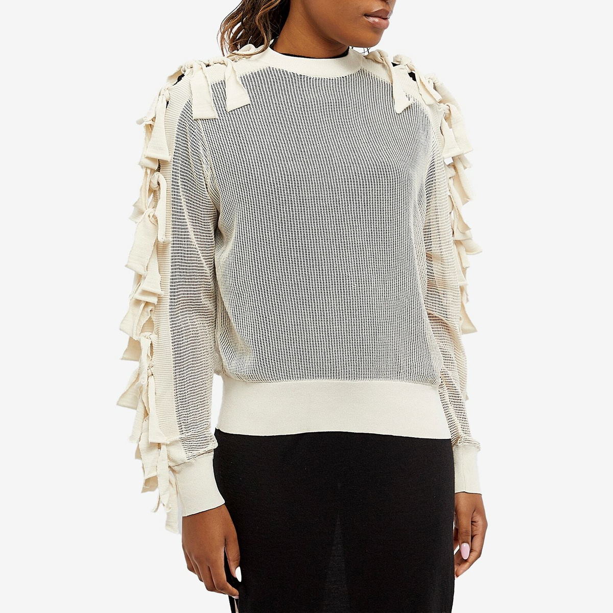 Toga Pulla Women's Fringe Knit Sweater in Off White Toga Pulla