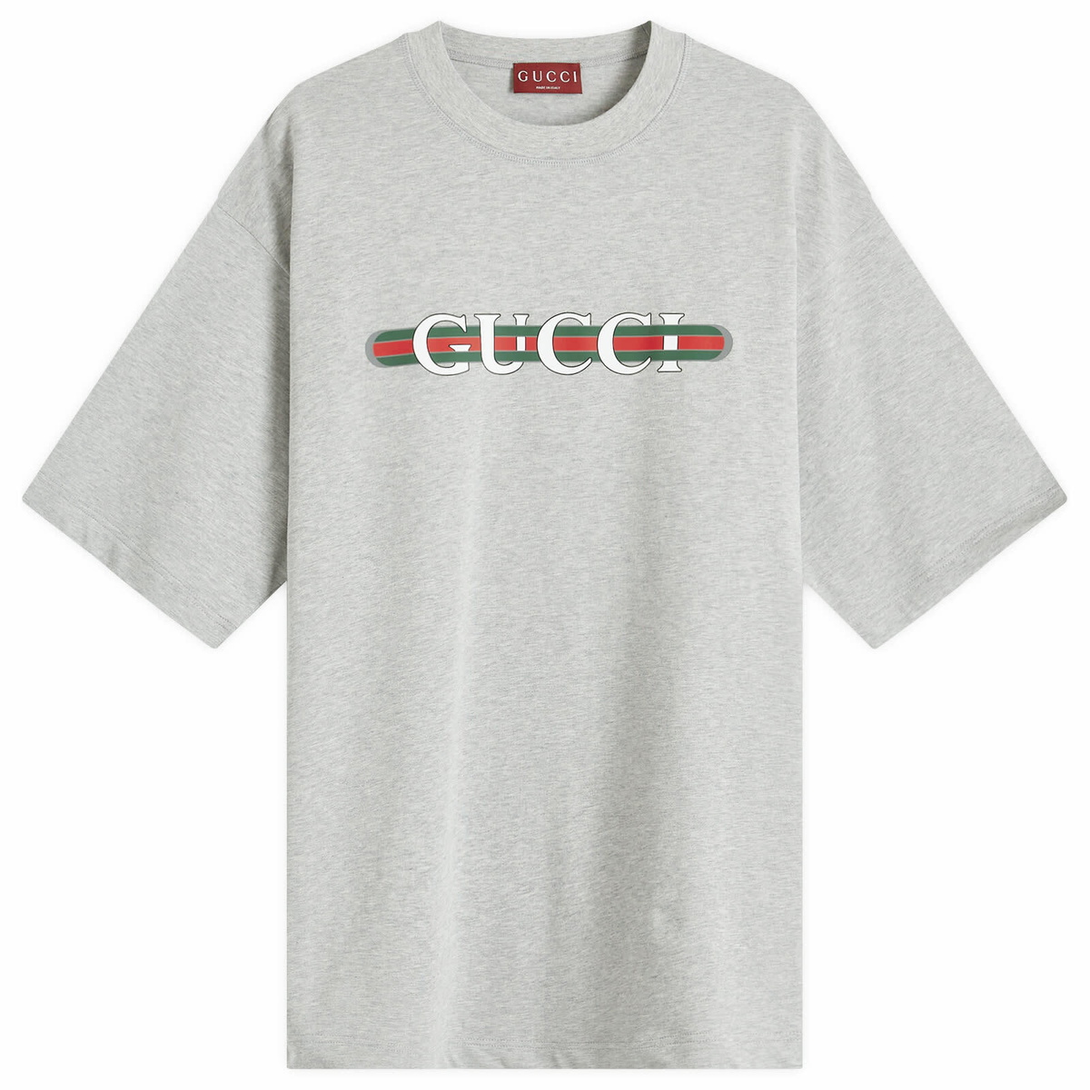 Gucci Men's Web Logo T-Shirt in Grey Melange Gucci