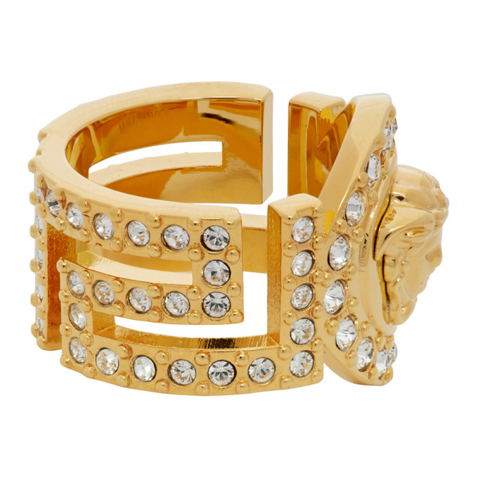 Versace Gold Crystal Icon Medusa Ring Versace