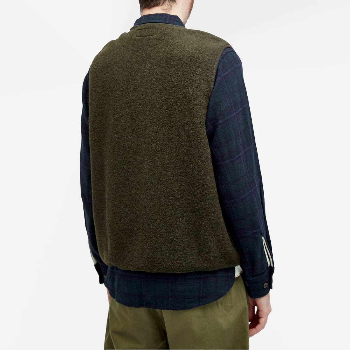 Universal Works Men's Wool Fleece Zip Gilet - END. Exclusive in Olive ...