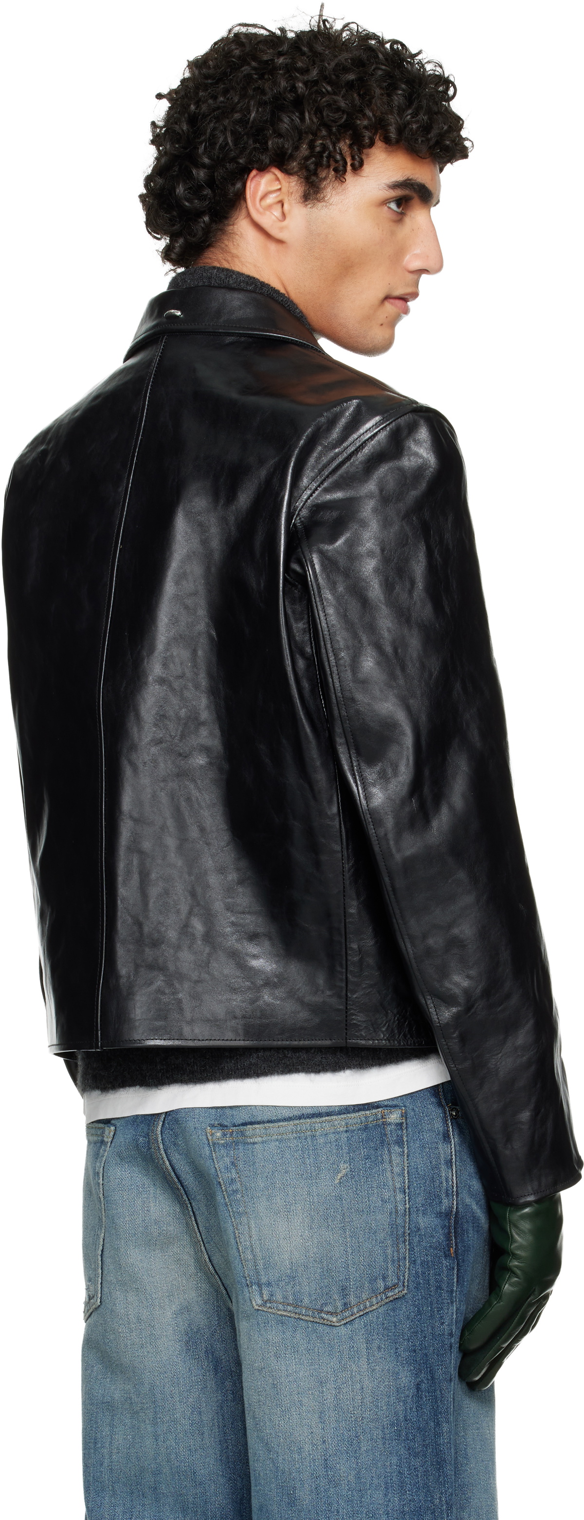 OUR LEGACY Black Mini Leather Jacket Our Legacy